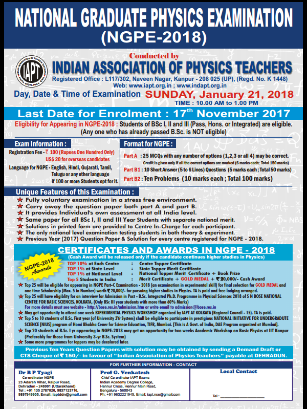 National Graduate Physics Examination (NGPE) - Welcome to SVNIT