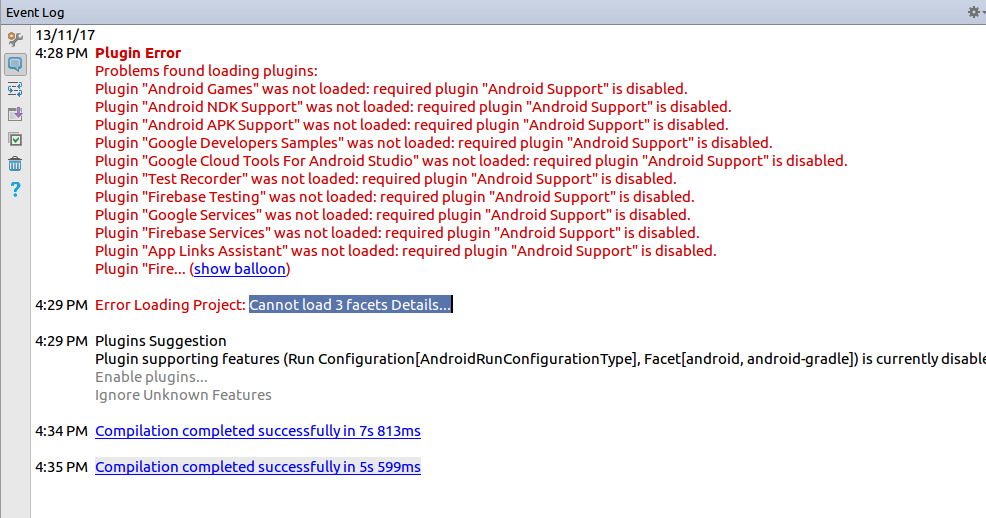 Programming Techniques & Tools: Error Loading Project: Cannot load 3 facets Details... Android ...