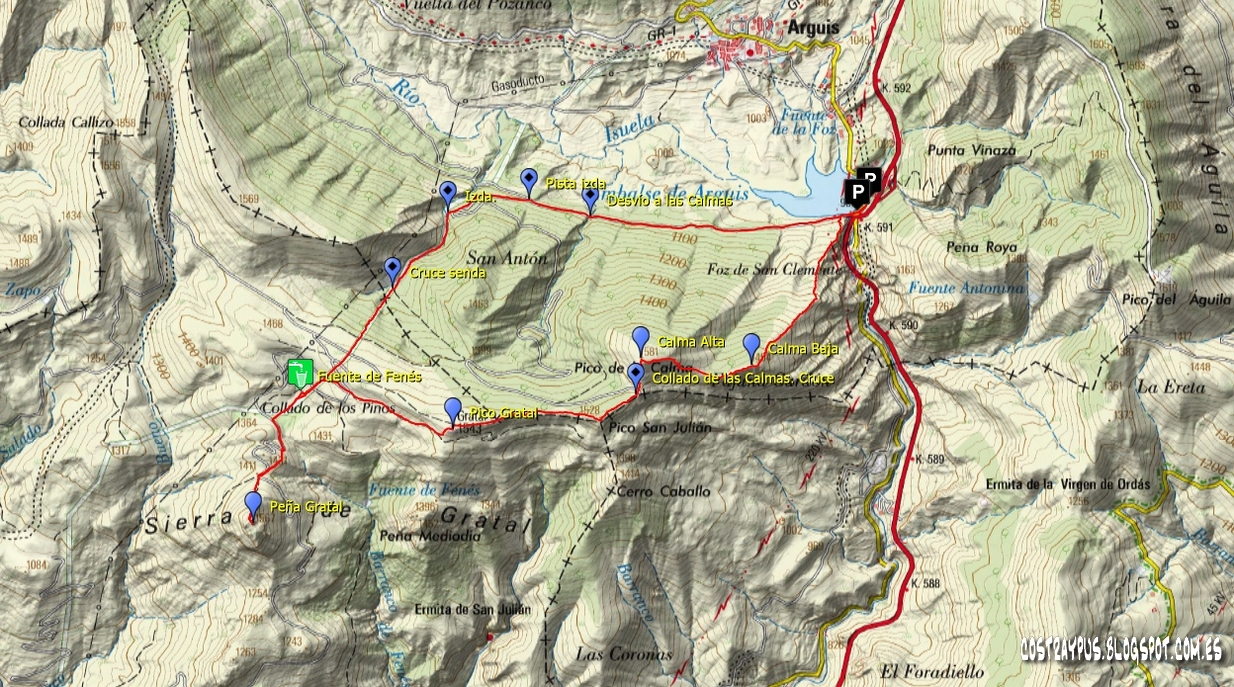 Amuso: Peña Gratal, Pico Gratal, Calma Alta y Calma Baja desde presa ...