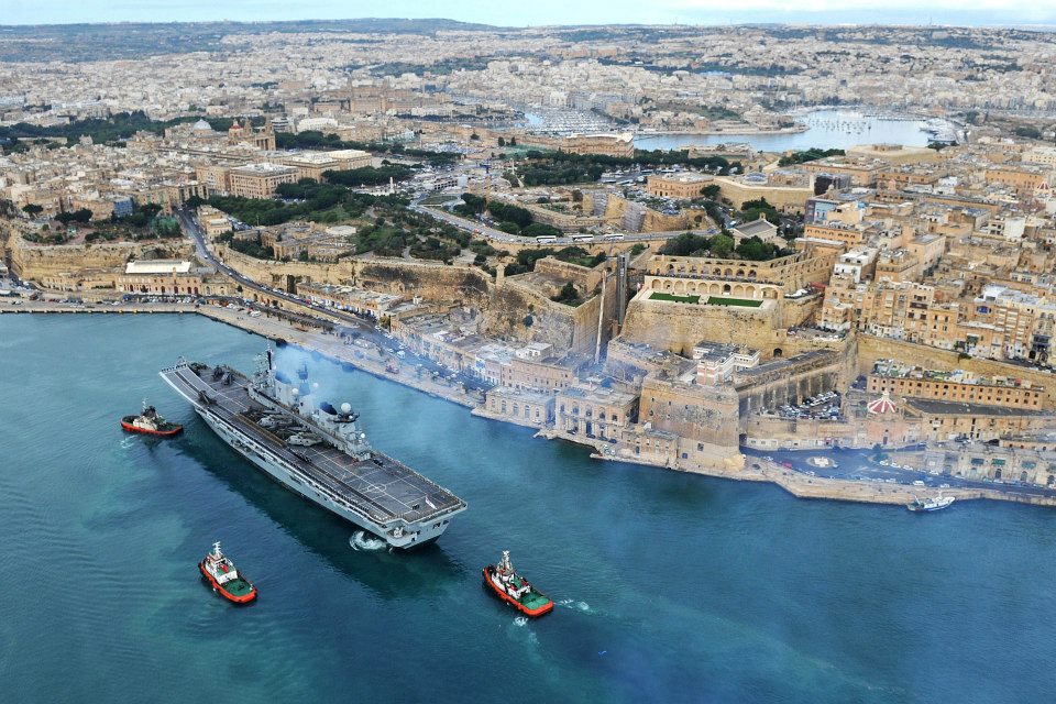 British HMS Illustrious (R06) Aircraft Carriers Sails into Valletta ...