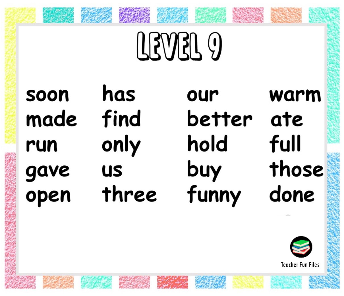 Teacher Fun Files: Basic Sight Words Easy to Difficult Level
