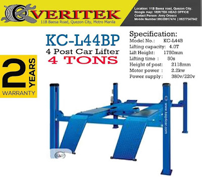 Veritek KCL44BP 4 Post Car Lifter - Philippine Automotive