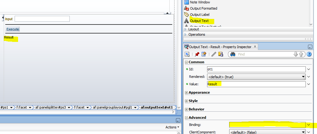 Learning SOA: Binding variable in ADF-Hello World