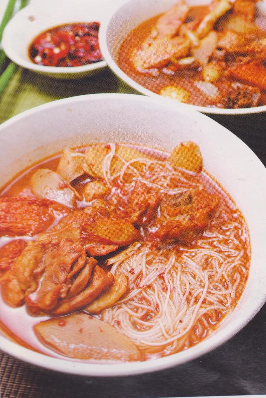 福州菜飘香传四海: 福州红糟面线 FU-CHOU RED GRAIN WINE MEE-SUA SOUP
