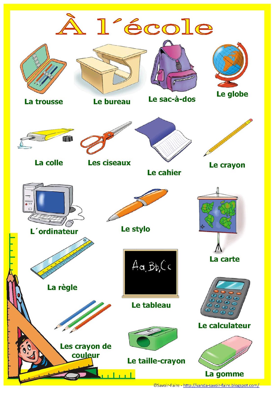FRANÇAIS POUR MES ÉLÈVES: MATERIEL SCOLAIRE