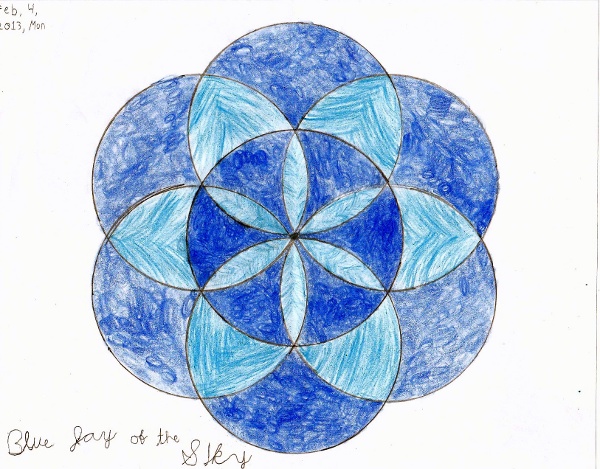 Geometric art project: seven-circle flower design