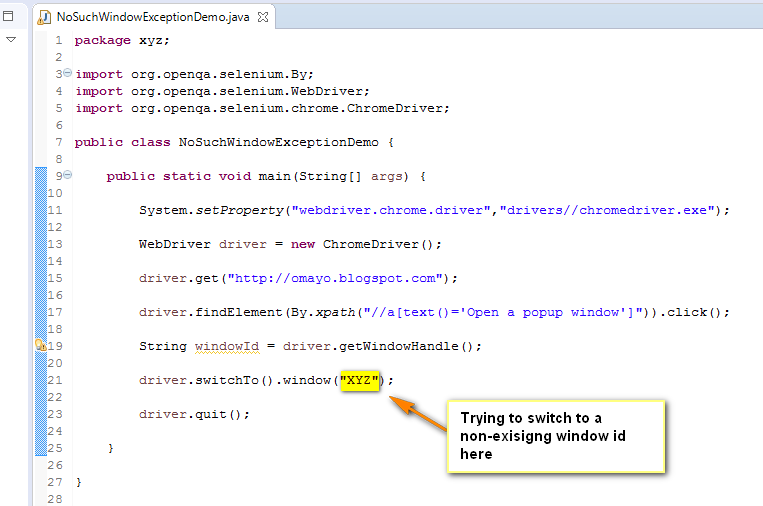 Selenium-By-Arun: NoSuchWindowException WebDriver Exception