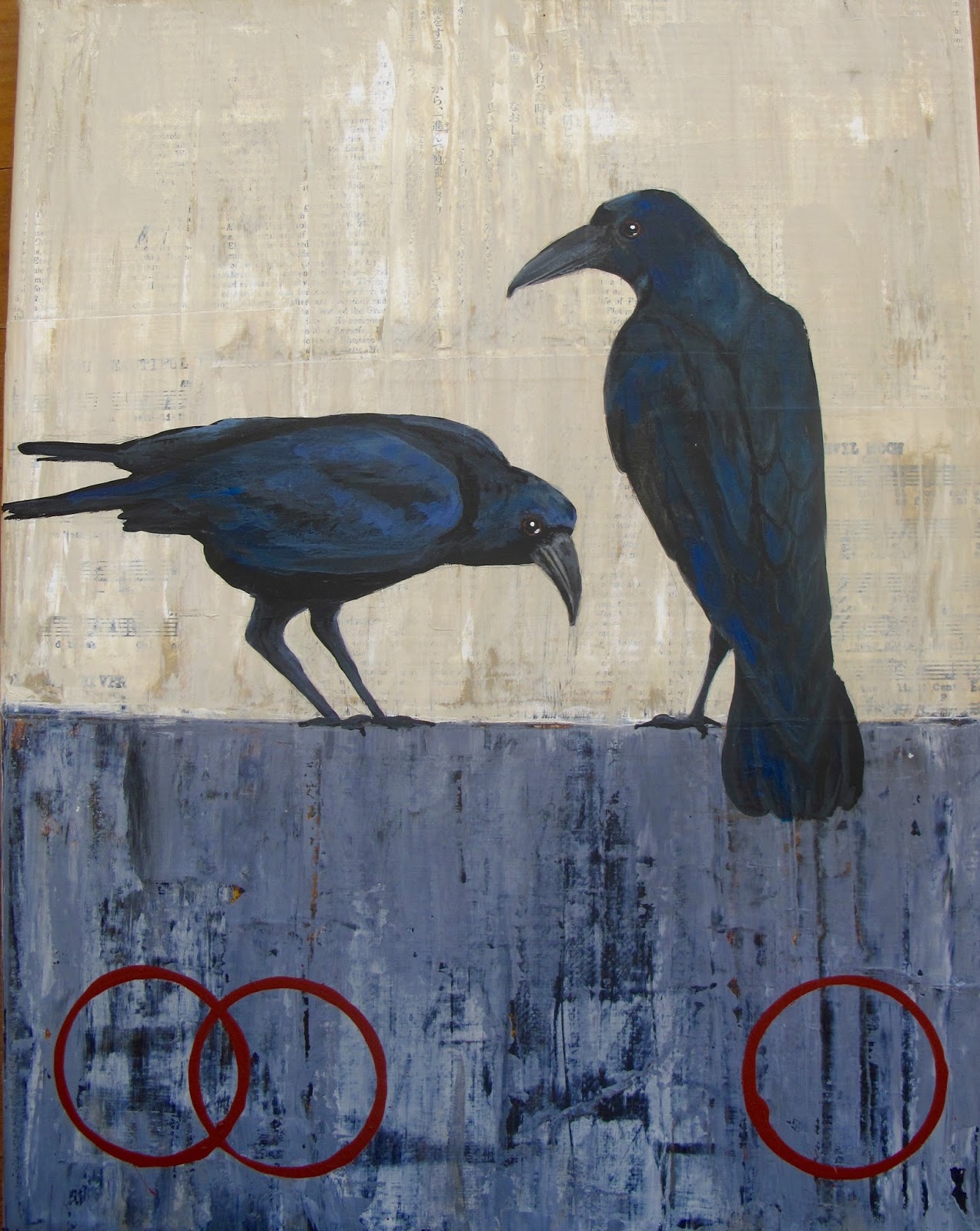 Two crows and a rabbit.