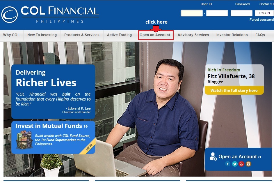 Opening an account in COL Financial