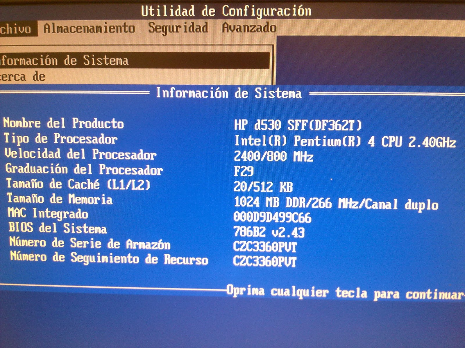 pcpi informatica: Informacion BIOS