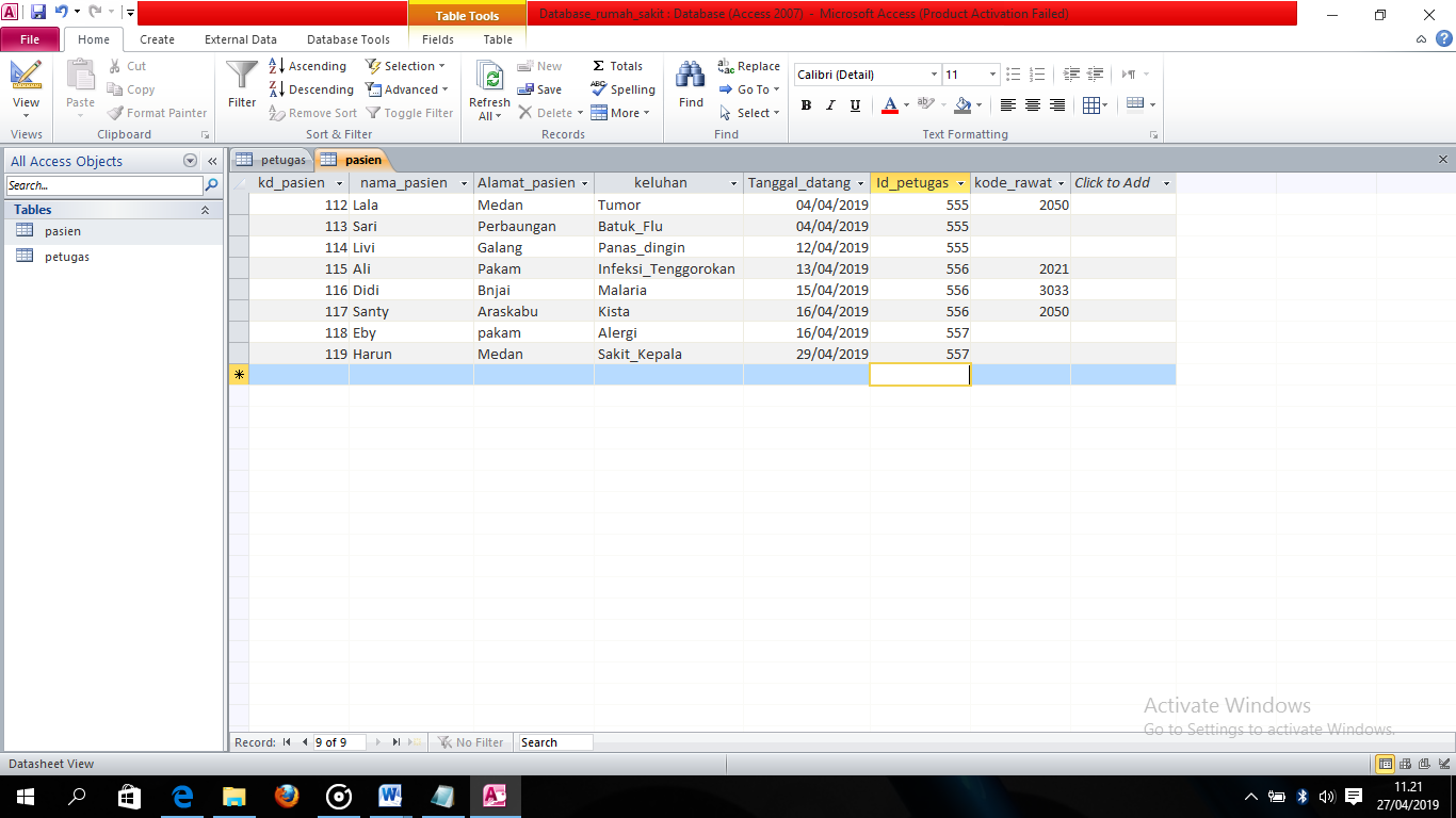 Langkah Langkah Membuat Relasi Rumah Sakit Dalam Microsoft Acces