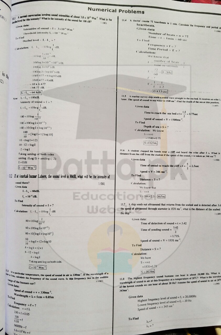 10th Class Physics Chapter 11 Sound Numerical Problems Matric Physics 10th Class Physics Chapter 11 Sound Numerical Problems Matric Physics
