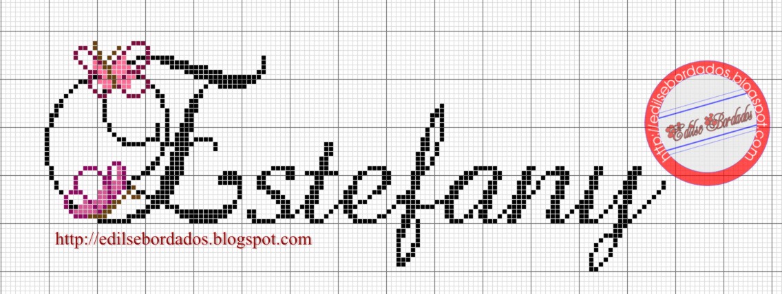 Estefany+1.JPG (1136×428) | Nomes em ponto cruz, Ponto cruz, Nomes