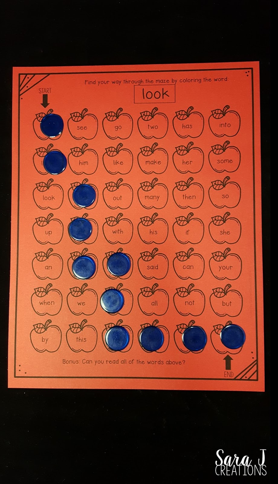 Free Sight Word Apple Mazes | Sara J Creations