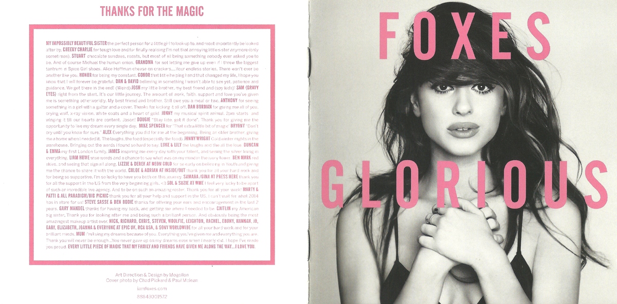 Encarte: Foxes - Glorious - Encartes Pop