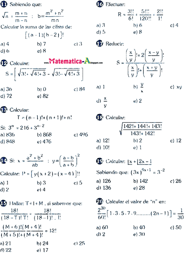 FACTORIALES CONCEPTOS Y EJERCICIOS DESARROLLADOS ~ MATEMATICAS ...
