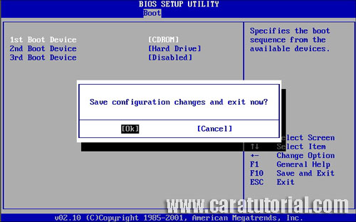Cara Tutorial Setting BIOS Agar Booting dari CD/DVD ROM - caratutorial.com
