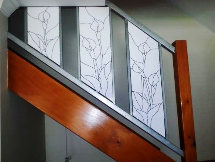 STAINED GLASS STAIR RAIL INSERTS - THE FINISHED PRODUCT - Cresting The Hill