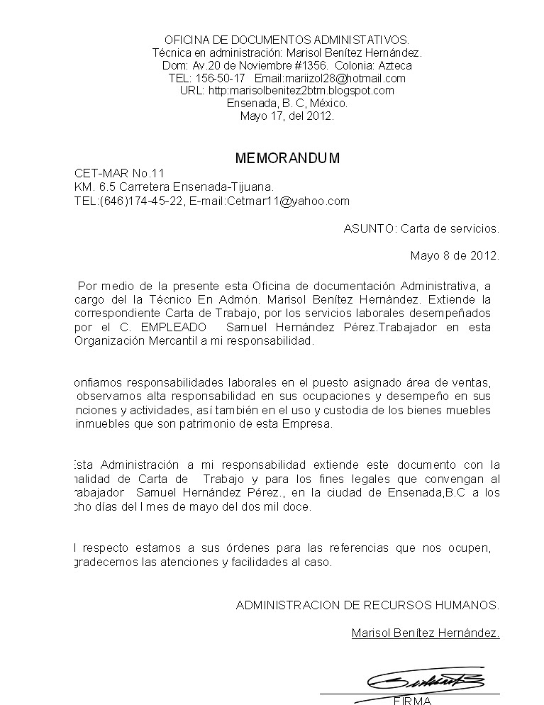 Administracion 2ºB: ESTRUCTURA DEL MEMORANDUM.