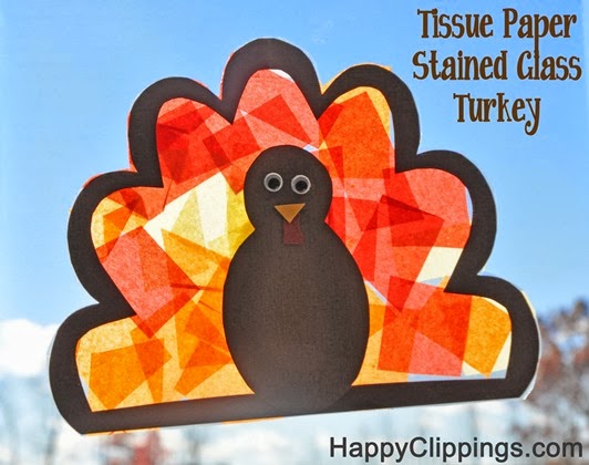 Crafts & Creative D.I.Y.: DIY Tissue Paper Stained Glass Turkeys (Kids ...