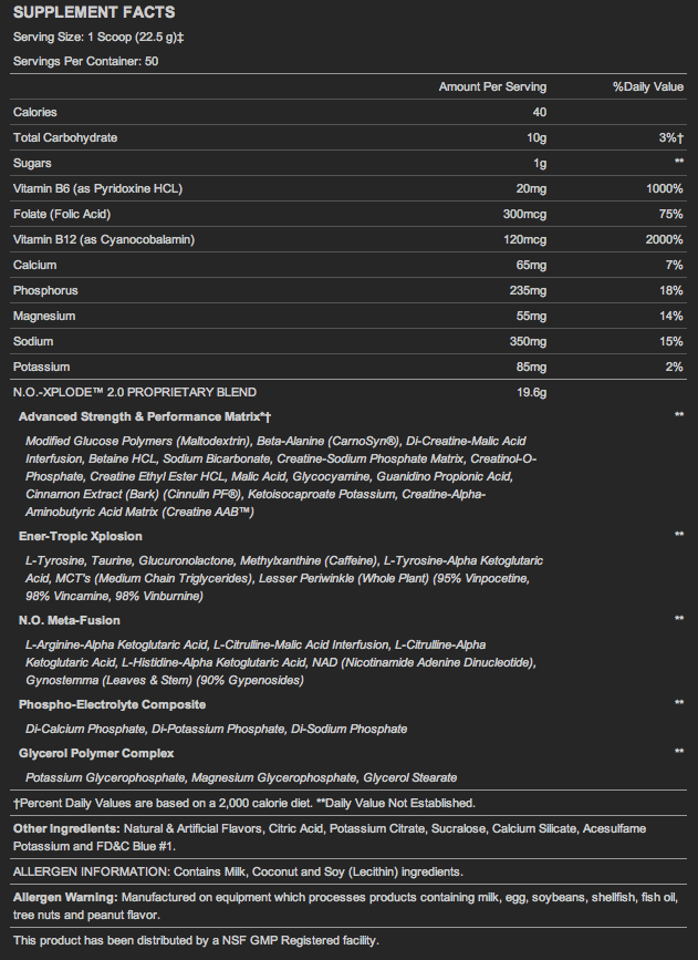 BSN NO-Xplode 2.0 Review: BSN NO-Xplode 2.0 ingredient review