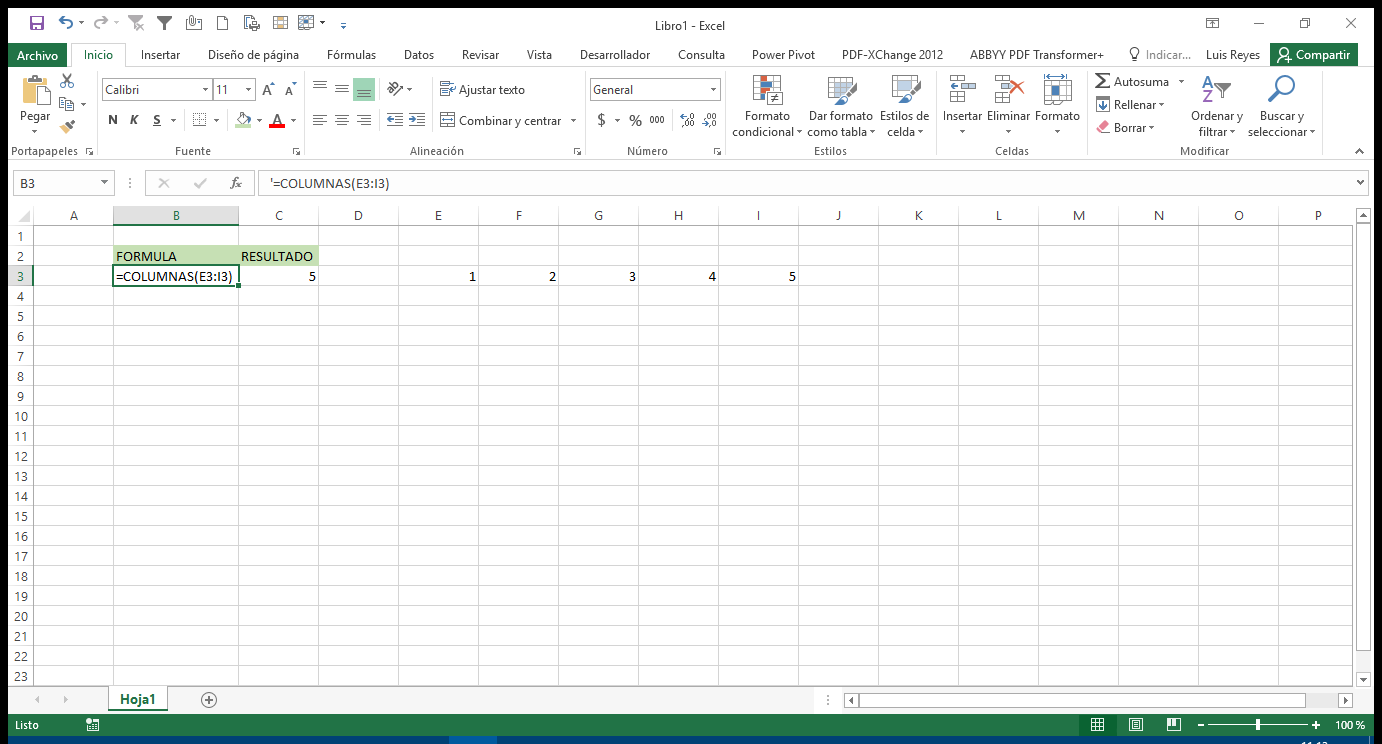 Función Columnas Excel - Calculos Contables