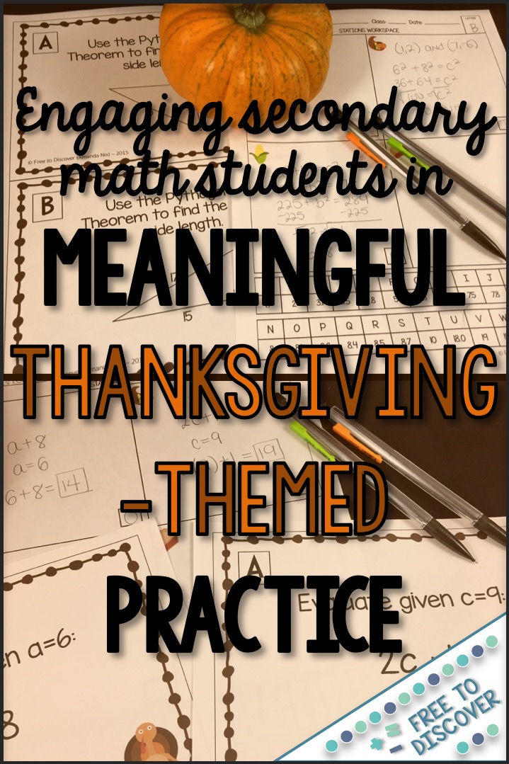 Engaging Secondary Math Students in Meaningful Thanksgiving-Themed ...