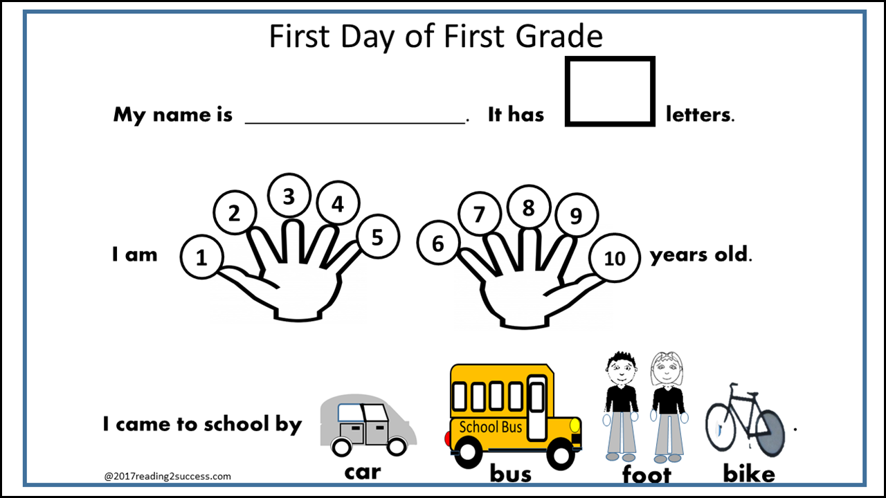 Reading2success: First Days of First Grade