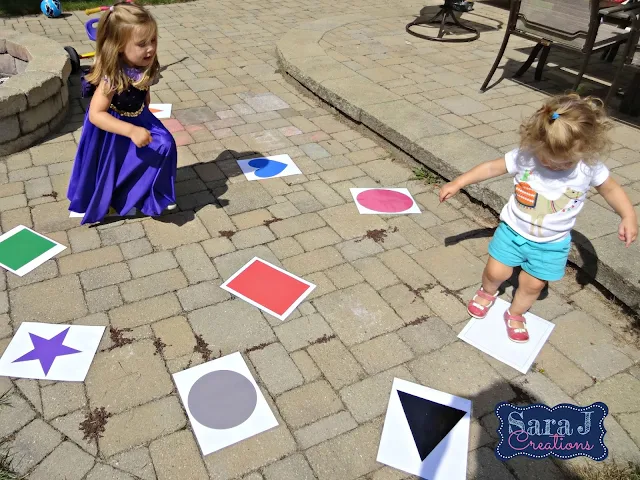 Color and Shape Gross Motor Ideas: Color Hop | Sara J Creations