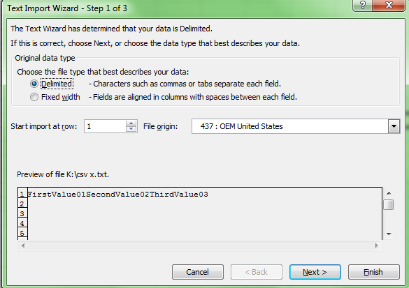 How to open a text file in Excel?