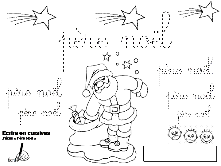 Maternelle: Ecrire en cursives : père noël