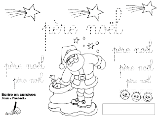 Maternelle: Ecrire en cursives : père noël