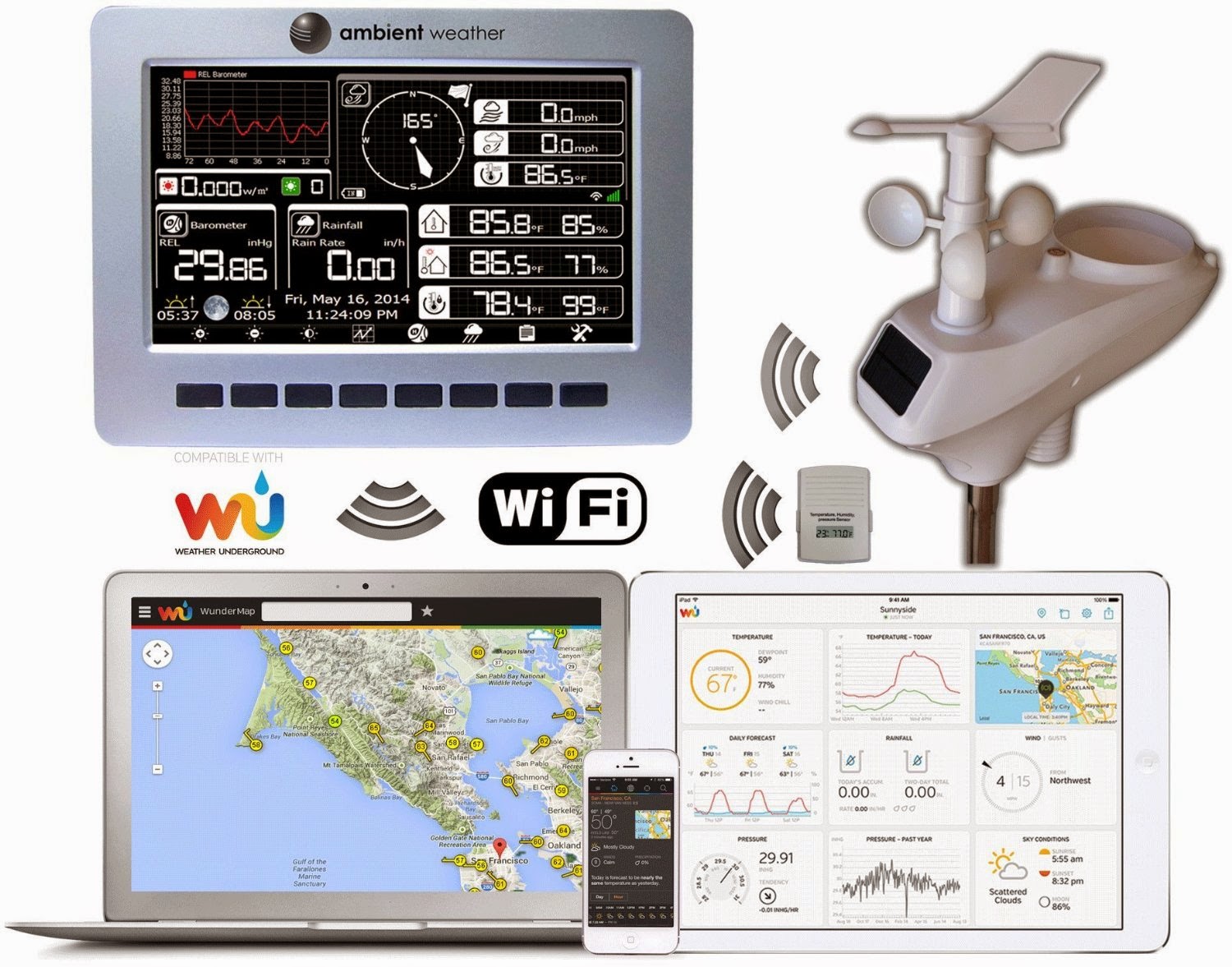 Weather Station Wireless Internet: Solar Powered Wireless WiFi Remote ...