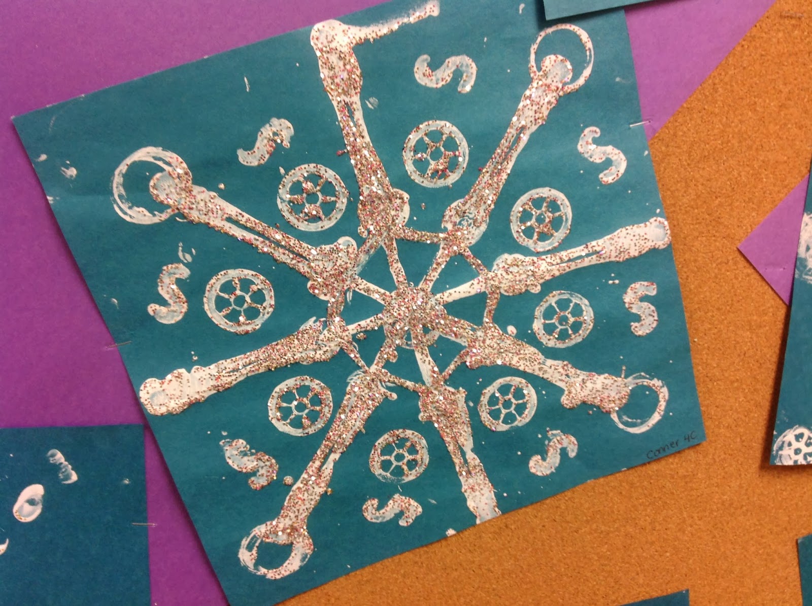 The Artsy Fartsy Art Room: 4th Grade Radial Printed Snowflakes