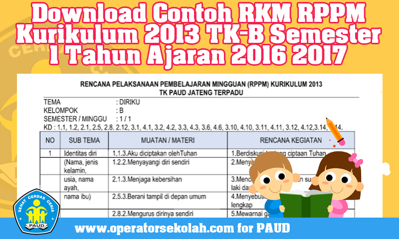 Download Contoh RKM RPPM Kurikulum 2013 TK-B Semester 1 Tahun Ajaran 2016 2017 - Biologizone