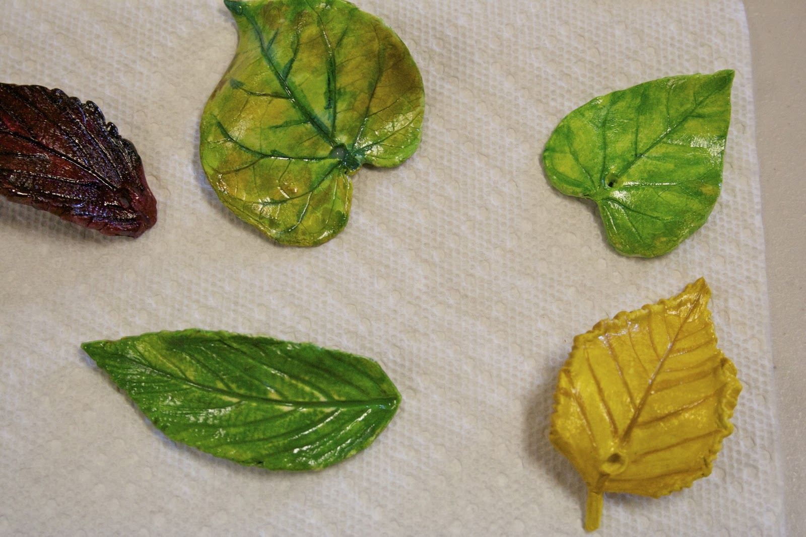 Life in Watercolor: Paper Clay Leaves by Students...