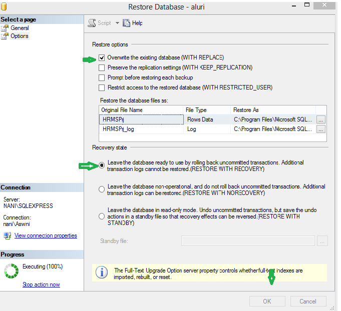 Back Up and Restore a database using sql server - DotNetFunda.com