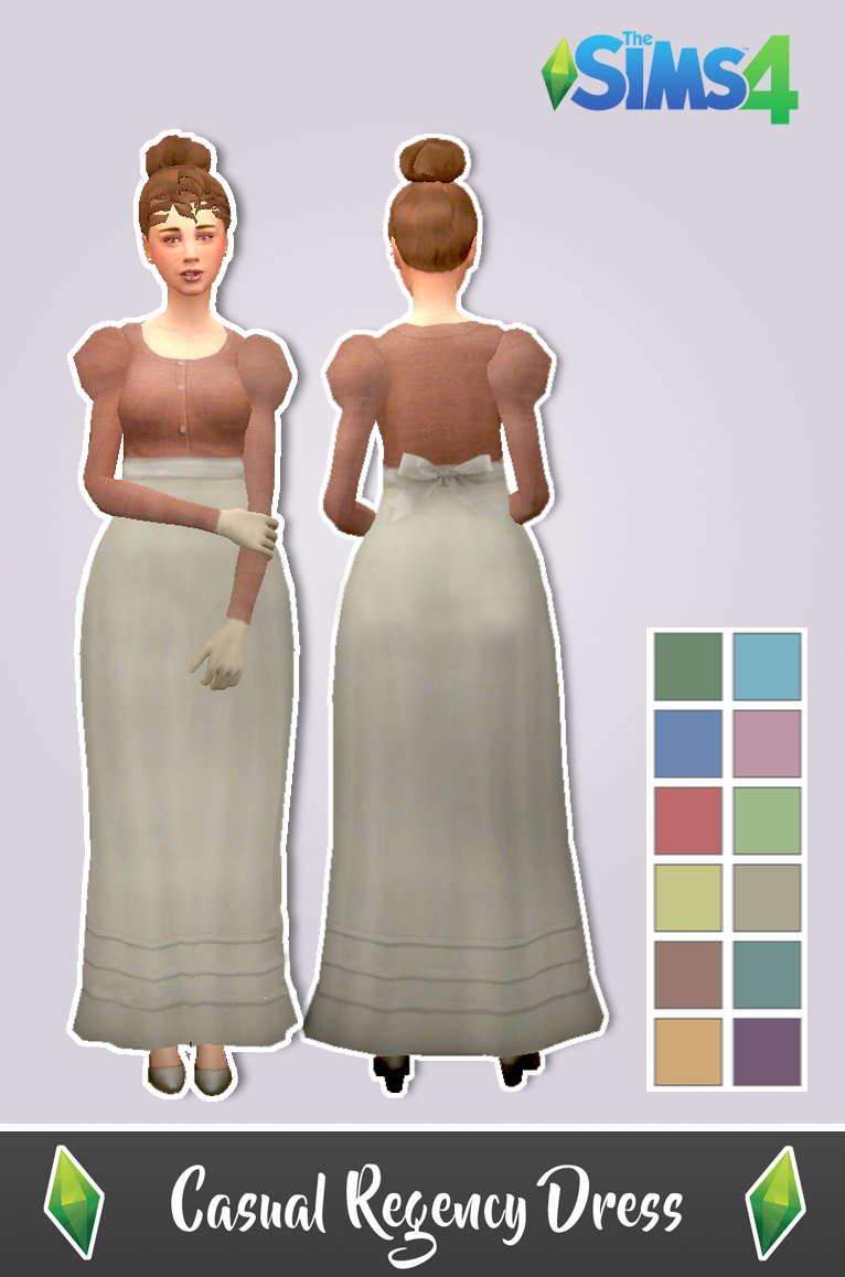 TS4: Casual Regency Dress | History Lover's Sims Blog