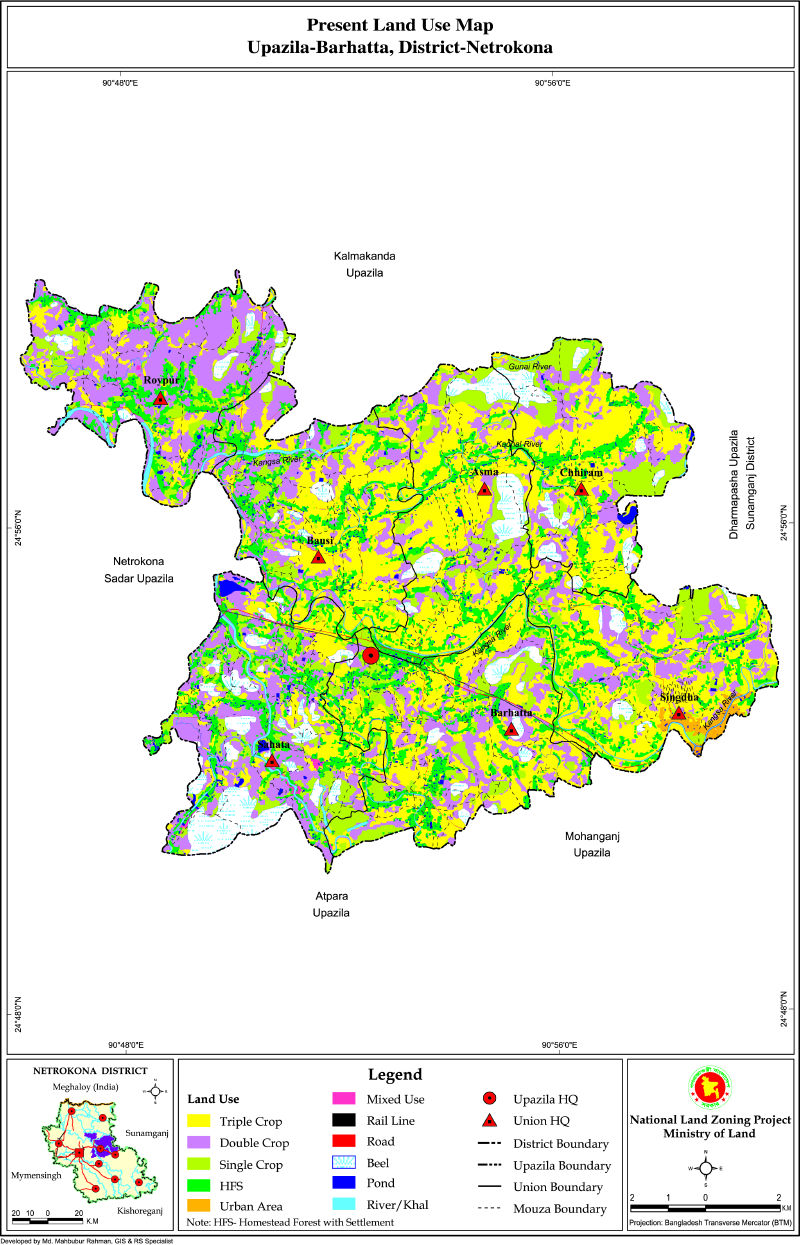 Mouza & Land Use Maps of Barhatta Upazila, Netrokona, Bangladesh ...