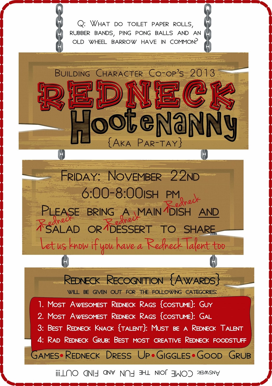Redneck Party Invitation