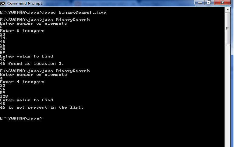 SWAPNA MEDIKONDA: Write a JAVA program to search for an element in a given list of elements ...