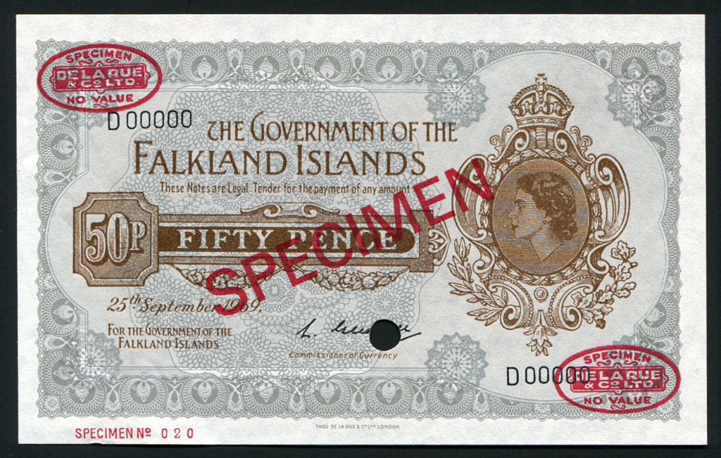 Falkland Islands banknotes 50 Pence note 1969 Queen Elizabeth II|World ...