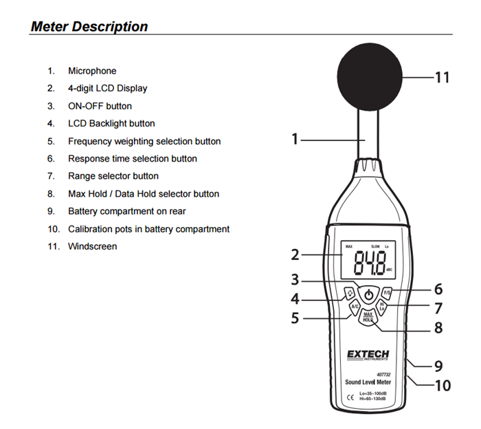 Sound Level Meter: 407732/EXTECH เครื่องวัดเสียง SOUND LEVEL METER