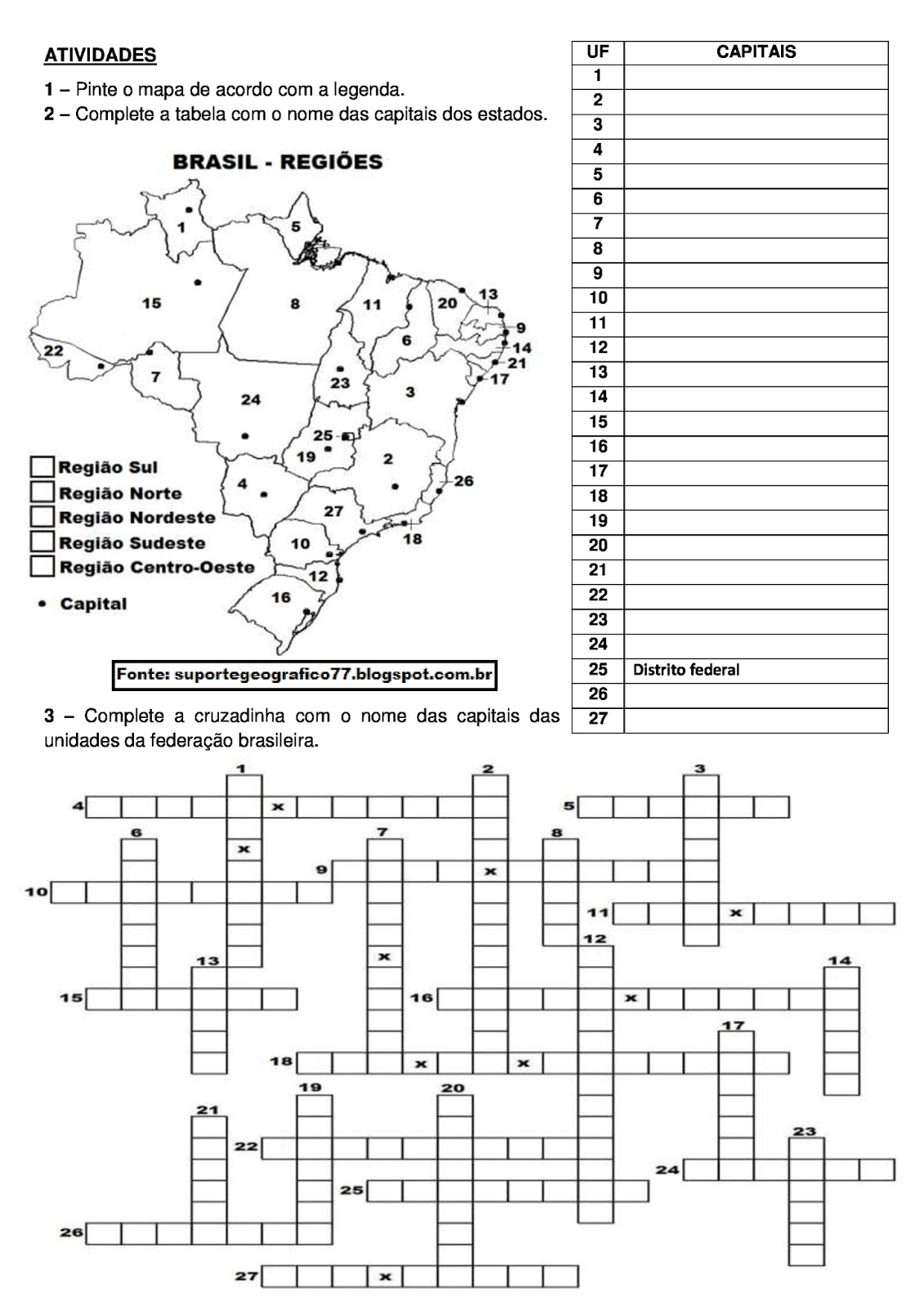 Atividades Sobre O Mapa Do Brasil - REVOEDUCA Atividades Sobre O Mapa Do Brasil - REVOEDUCA