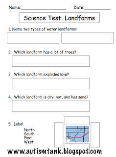 Autism Tank: Product Preview: Landforms Science Unit
