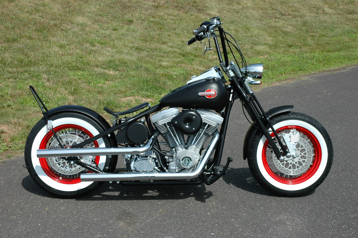 biker excalibur II: HARLEY POWERED RED WHEEL HOT ROD BOBBER by American ...