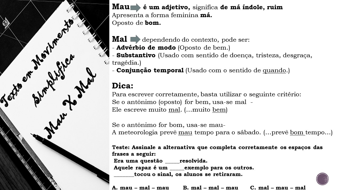 Simplifica: Mal x Mau – Simplifica Português