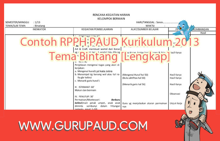 Contoh RPPH PAUD Kurikulum 2013 Tema Binatang [Lengkap] | GURU PAUD