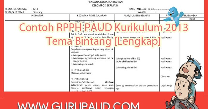 Contoh RPPH PAUD Kurikulum 2013 Tema Binatang [Lengkap] | GURU PAUD