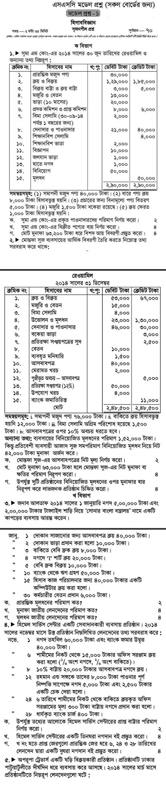 SSC Accounting Model Question - 01